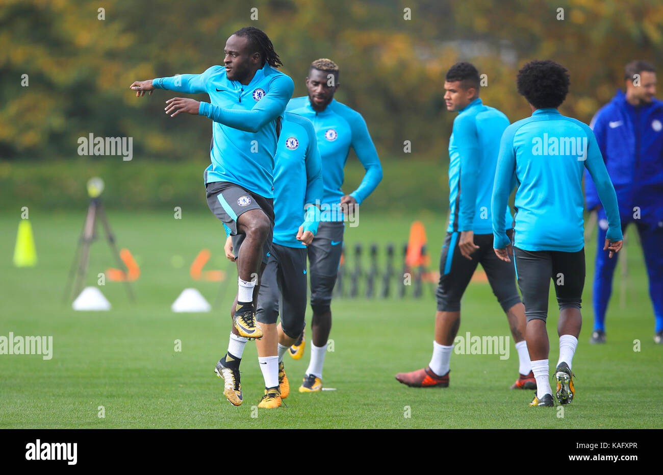 Chelsea's Victor Moses during the training session at Cobham Training ...