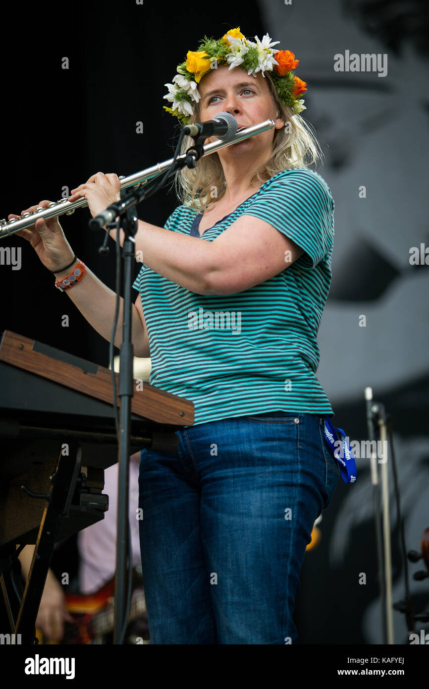The Scottish indie pop band Belle and Sebastian performs a live concert ...