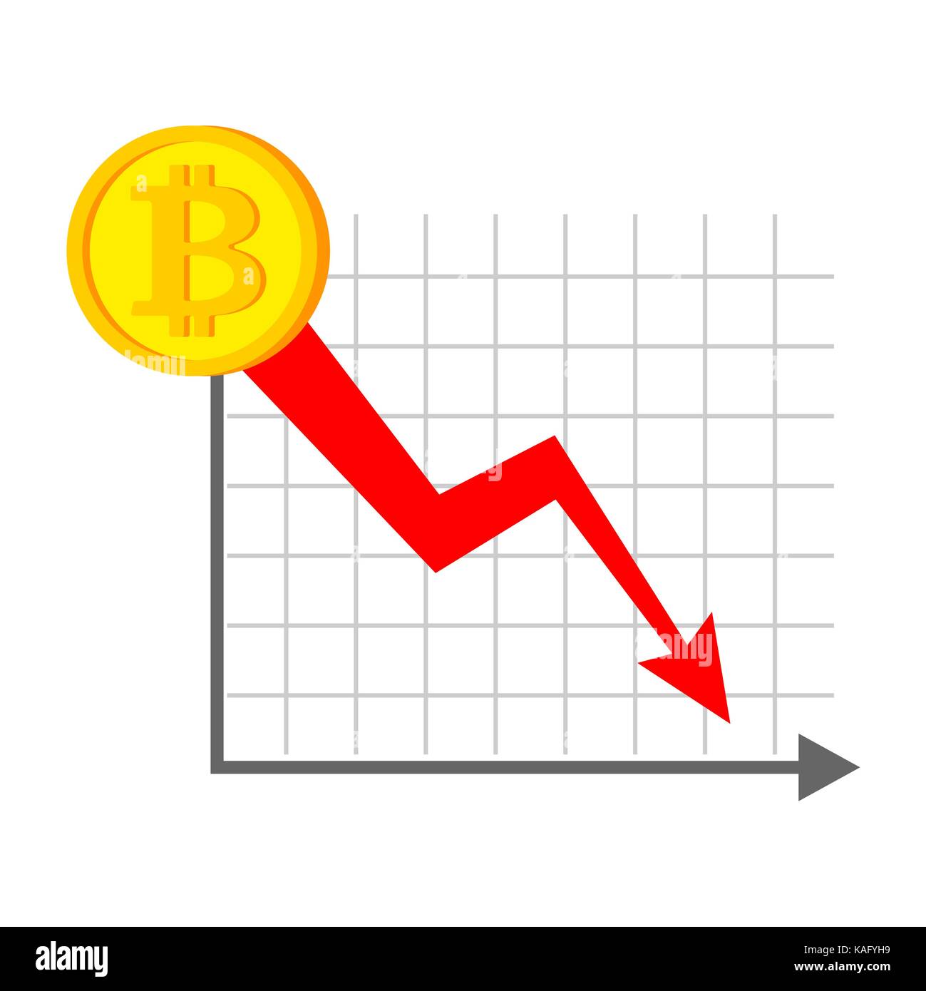 Falling bitcoin graph. Decrease in Cryptocurrency. Virtual money. Vector illustration Stock ...