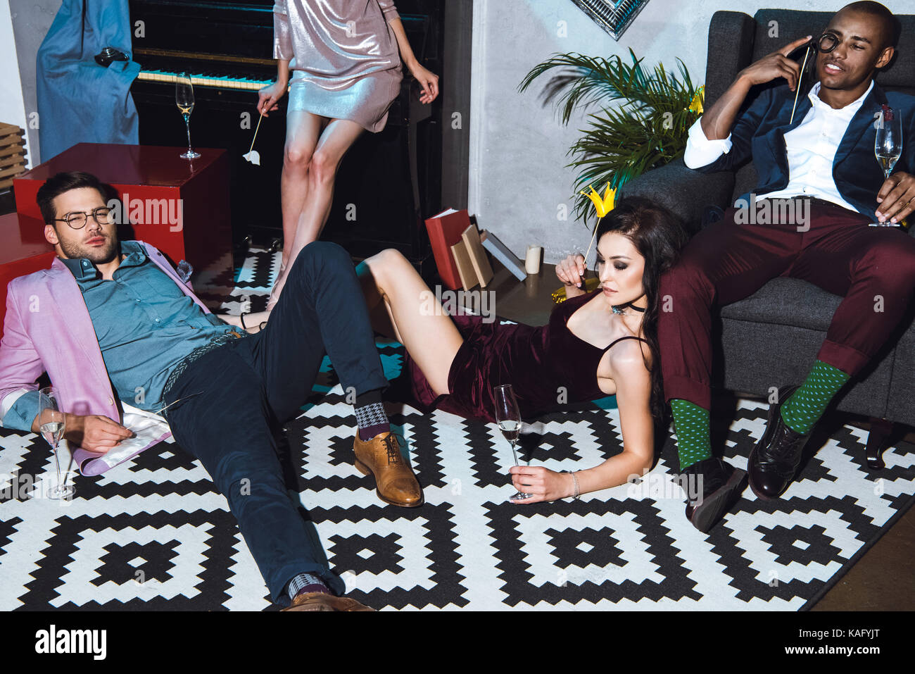 group of drunk friends Stock Photo - Alamy