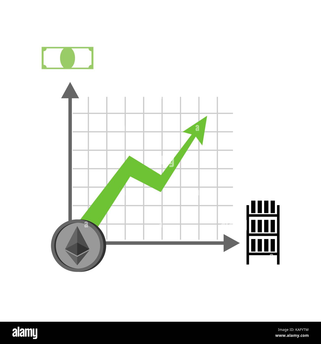 Growth etherium graph. Growth of Cryptocurrency. Virtual money. Vector illustration Stock Vector ...