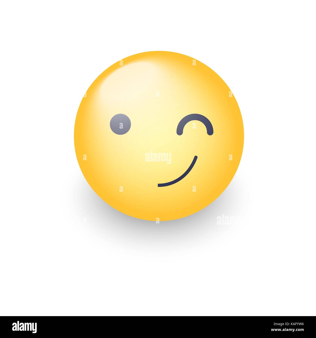 Winking fun cartoon emoji face. Wink and smile happy vector emoticon ...