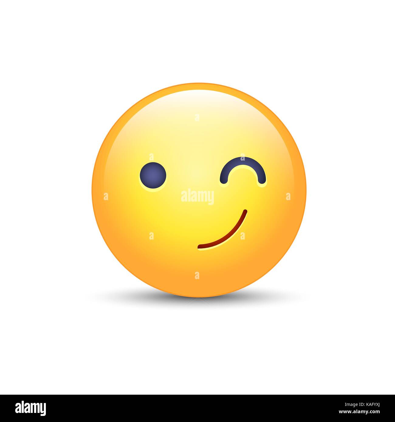 Winking fun cartoon emoji face. Wink and smile happy vector emoticon ...