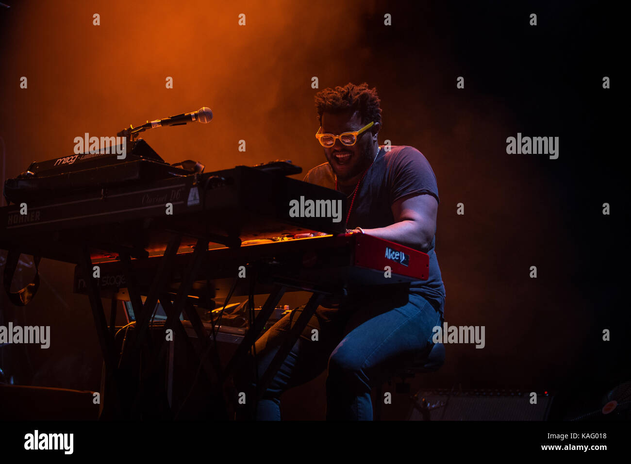 Brandon Colemanon keyboards performs a live concert with the American ...