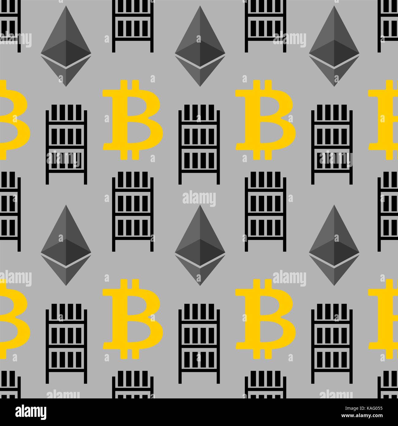 Bitcoin seamless pattern. Mining farm and Cryptocurrency background ...