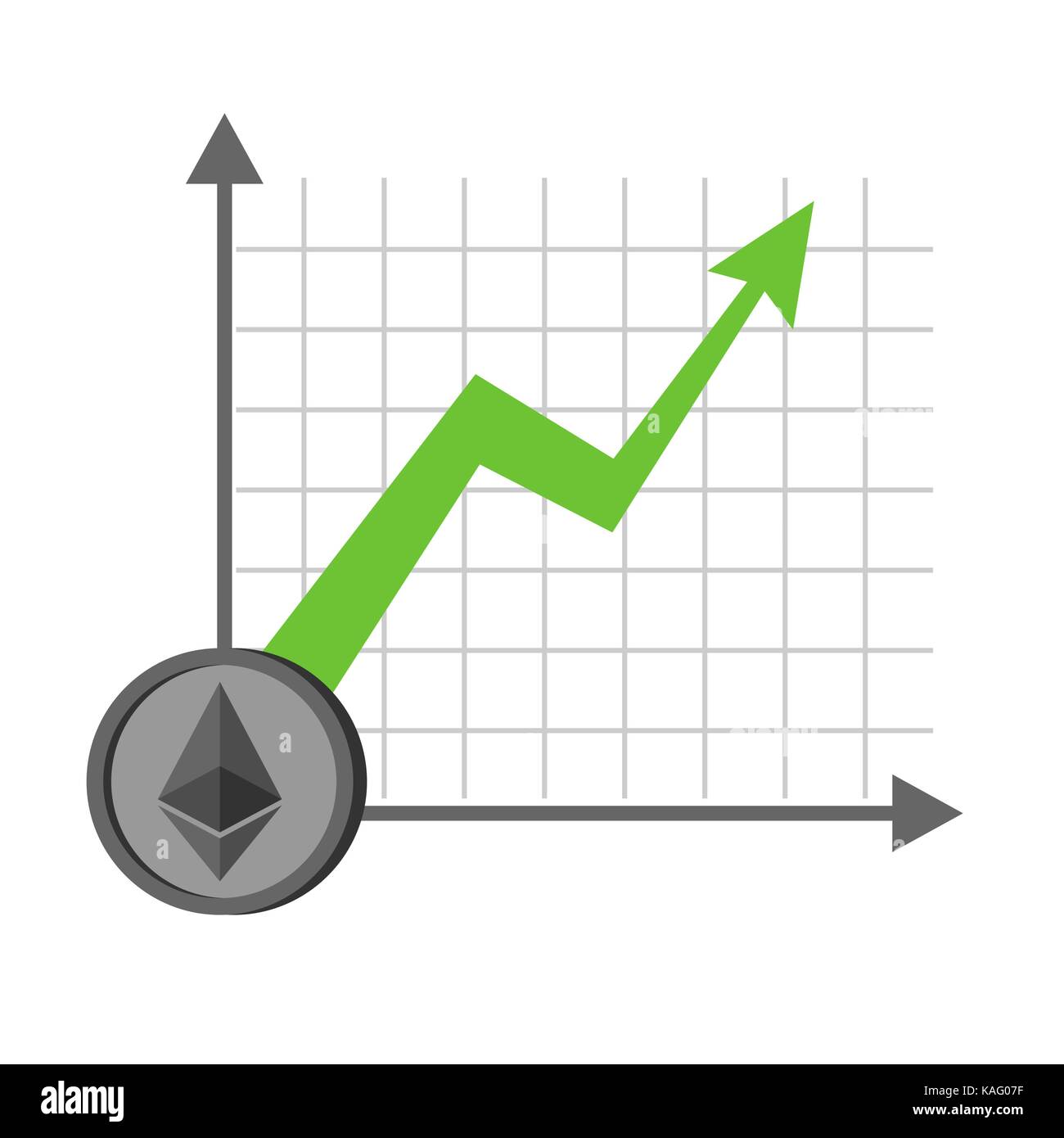 Growth etherium graph. Growth of Cryptocurrency. Virtual money. Vector illustration Stock Vector ...