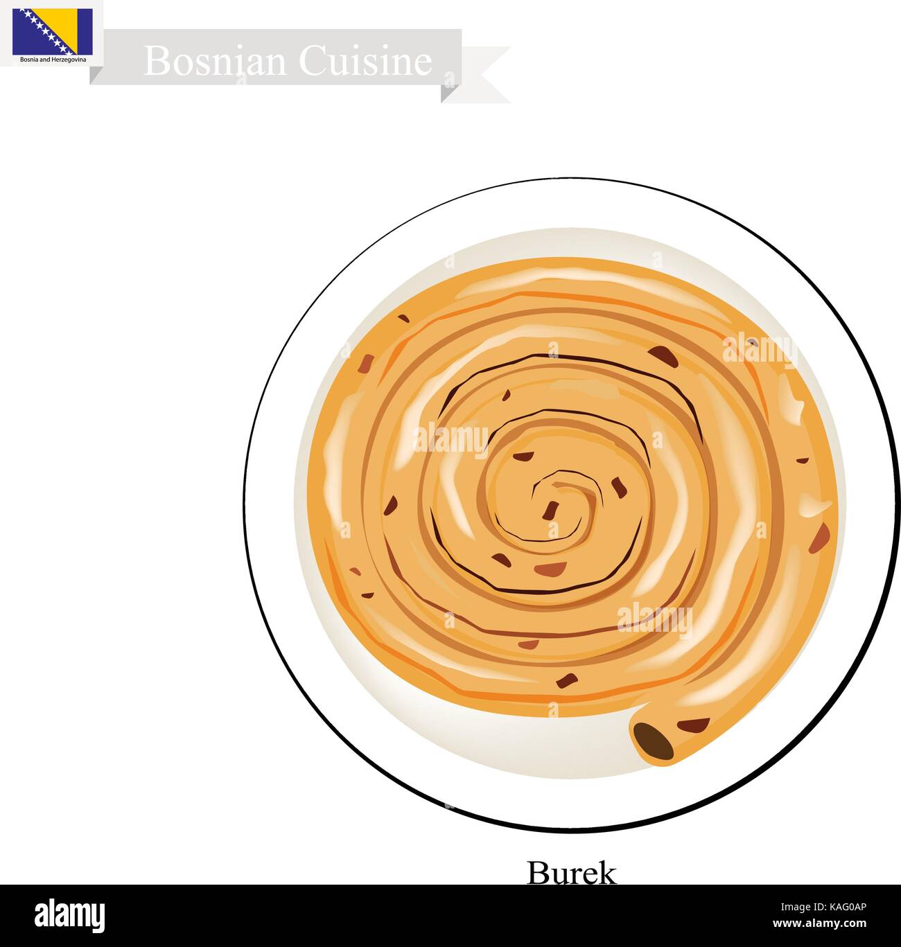 Bosnian Cuisine, Burek or Traditional Twisted Meat Pie Made of Thin ...