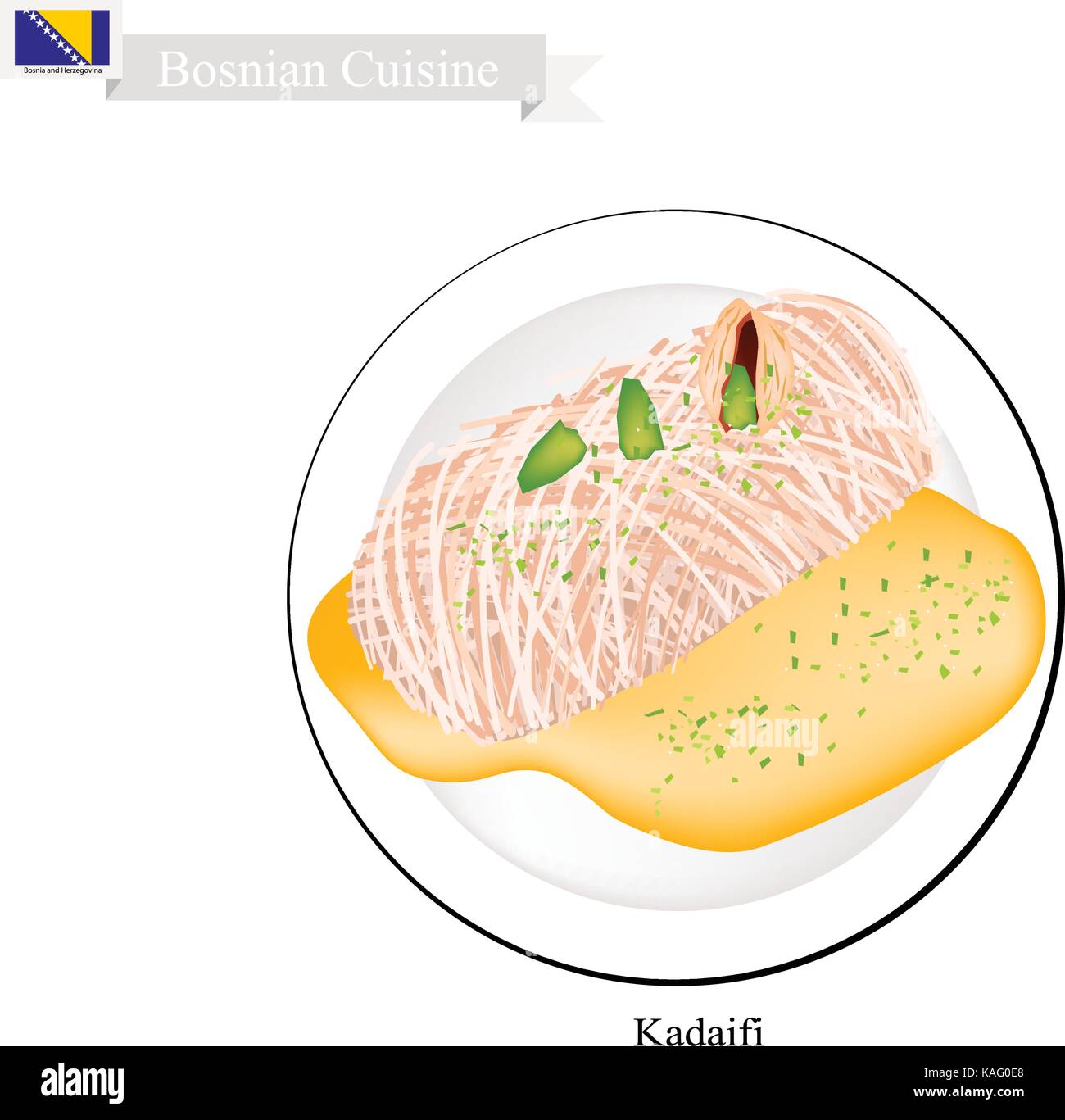Bosnian Cuisine, Kadaifi or Traditional Levantine Cheese Pastry Topping ...