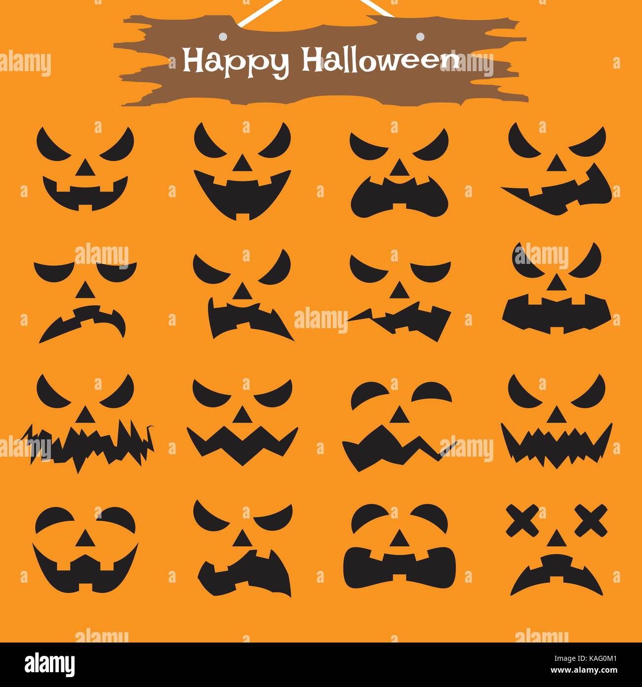 Vector Easy-To-Use 16 Flat Emoticons Of Ghost Facial Expressions As ...