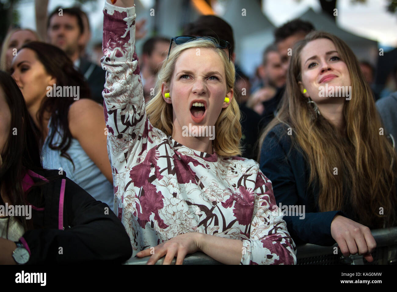 Female concert crowds go crazy at one of many live concerts at the ...