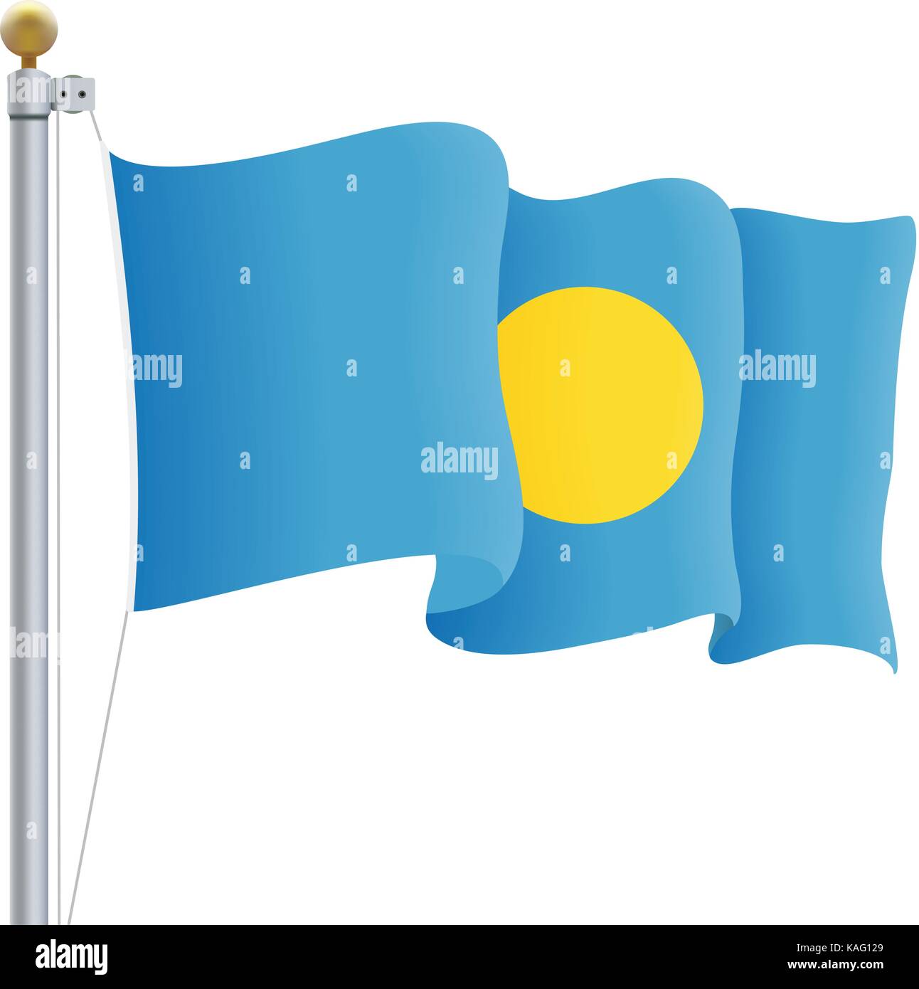Waving Palau Flag Isolated On A White Background. Vector Illustration Stock Vector Image & Art ...