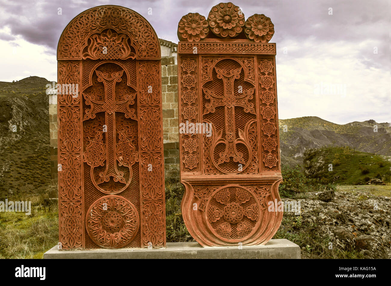 Stone cross monument the victims of massacre Armenians Stock Photo - Alamy