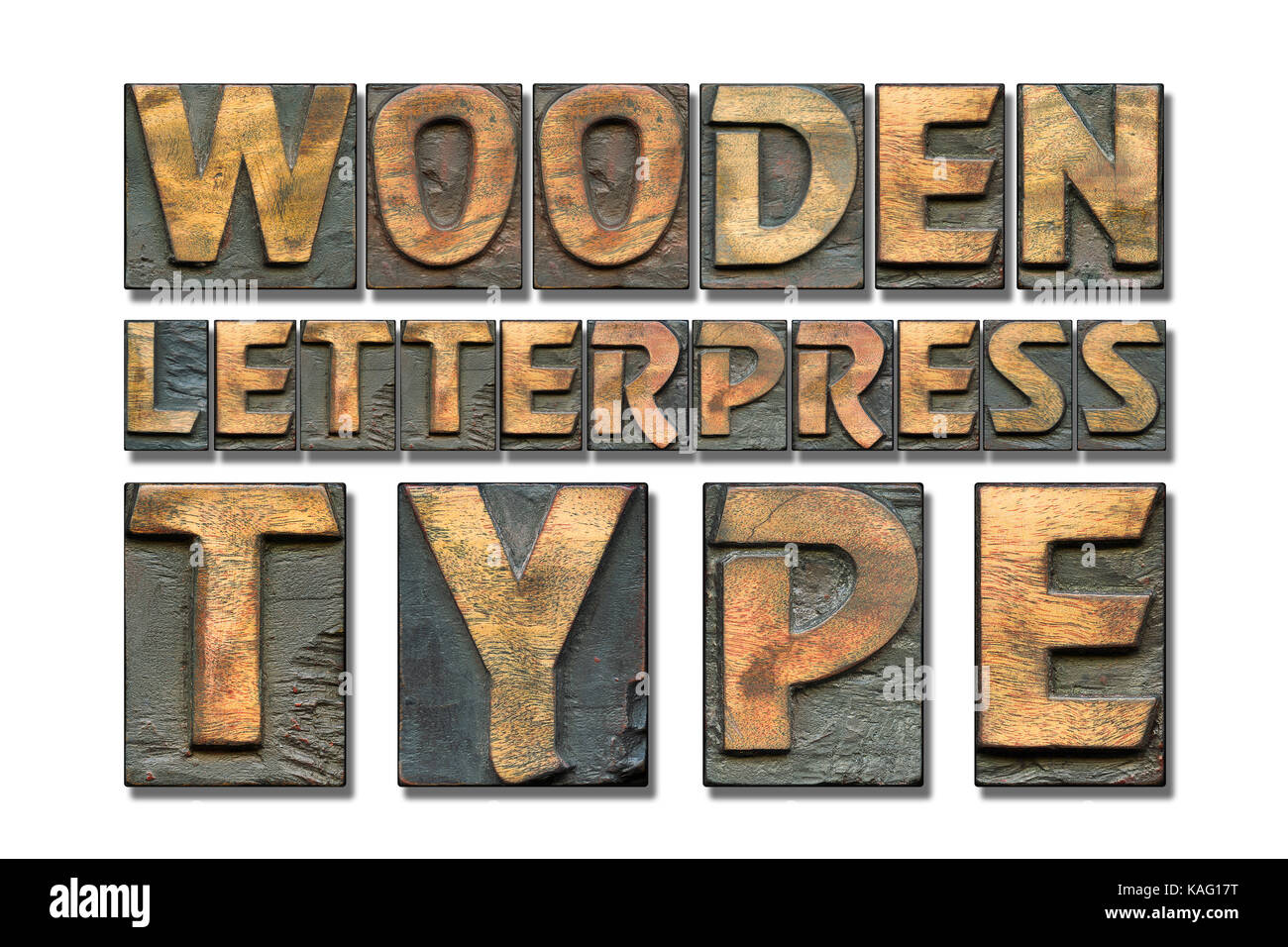 wooden letterpress type phrase isolated on white Stock Photo - Alamy