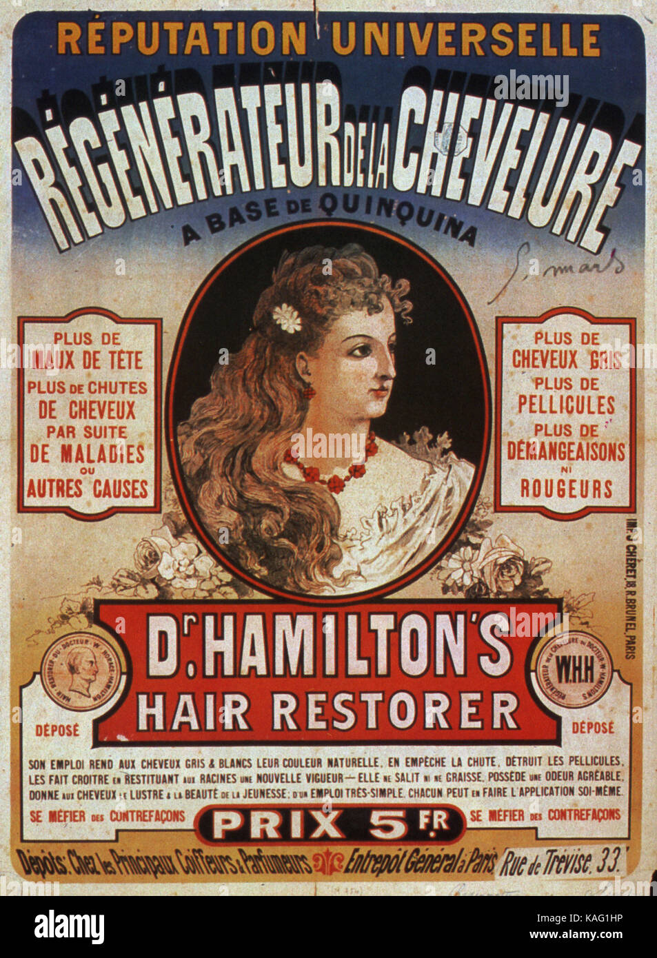 Vintage Poster - 1875 J. Chéret - Dr Hamiltons Hair Restorer Stock ...