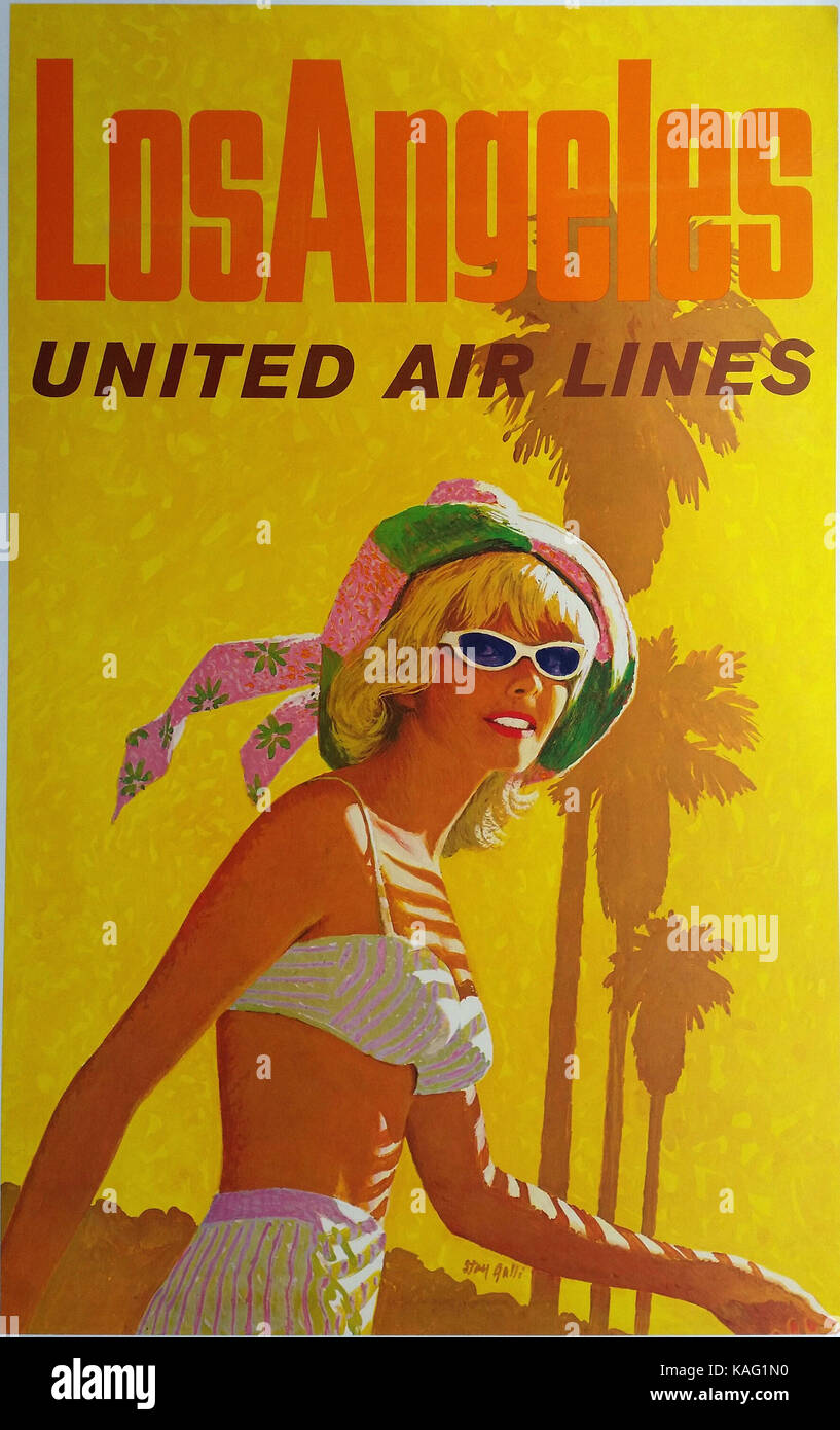 Vintage Poster - united airlines los angeles stan galli Stock Photo - Alamy