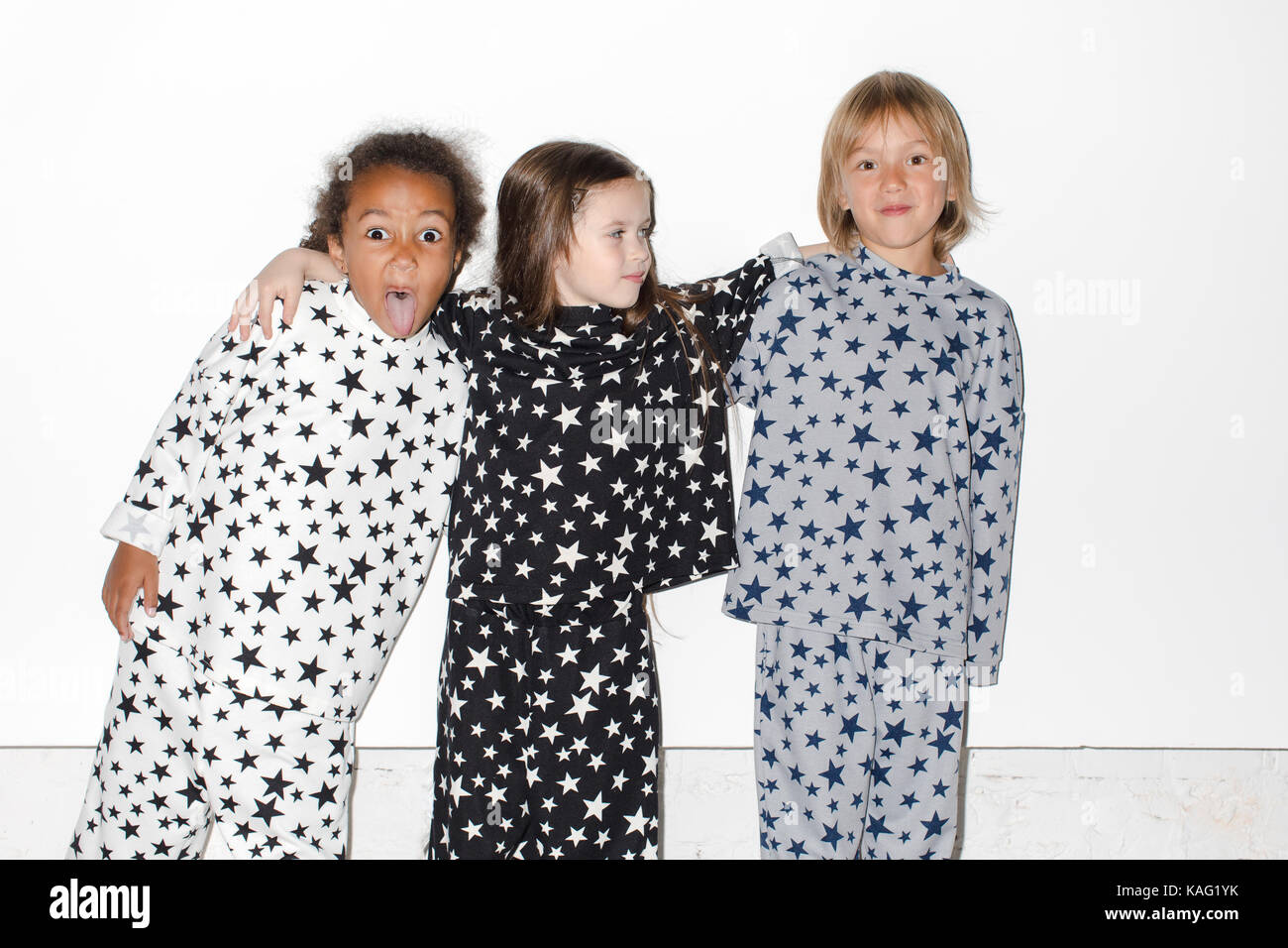 Three beautiful children white background on a white background Stock ...