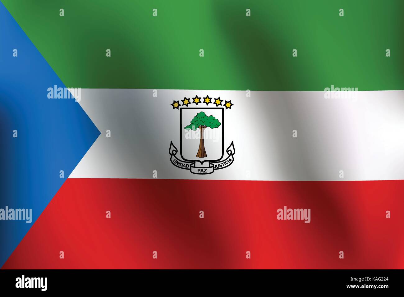Flag of Equatorial Guinea with a little Waving, Shading & Flag Colors ...
