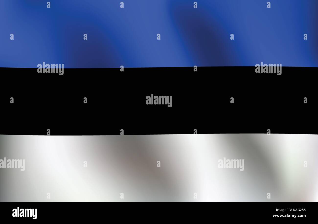 Flag of Estonia with a little Waving, Shading & Flag Colors separated ...
