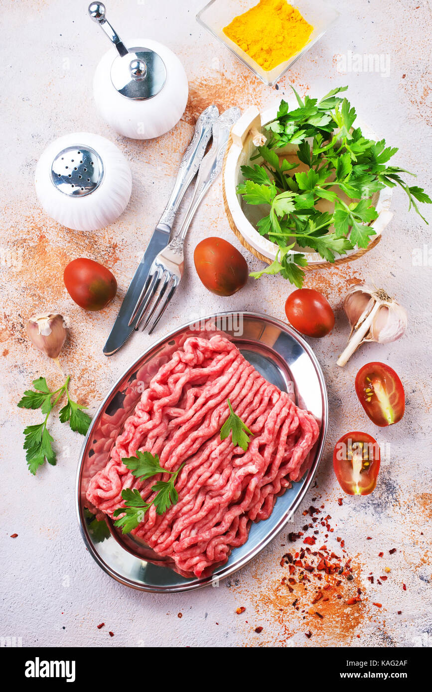 minced meat with spice andf salt, stock photo Stock Photo - Alamy