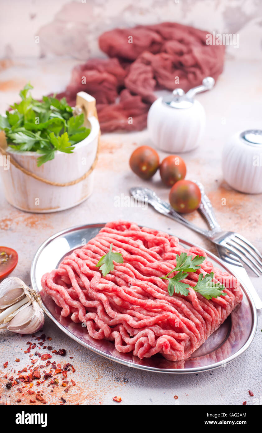 minced meat with spice andf salt, stock photo Stock Photo - Alamy