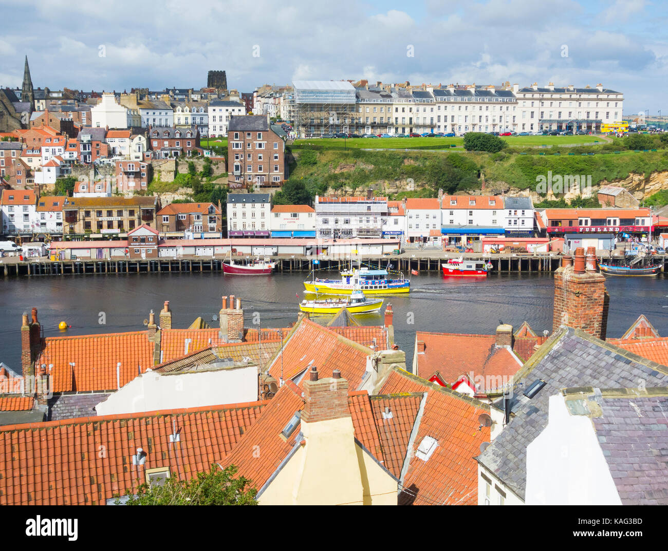 Whitby, North Yorkshire. UK. View over rooftops from 199 steps to one ...