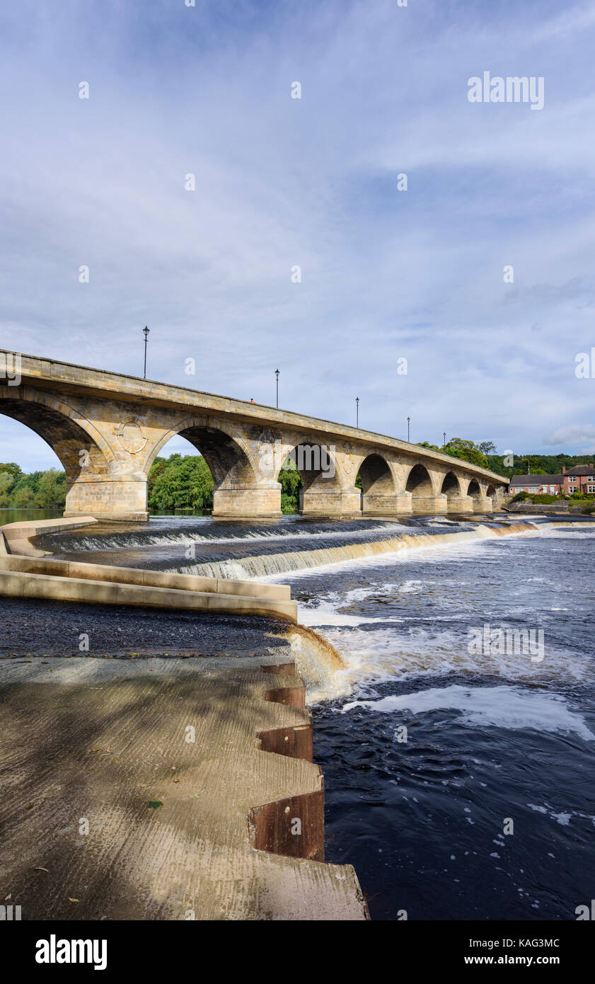 Hexham Bridge over River Tyne in Northumberland with recently completed ...
