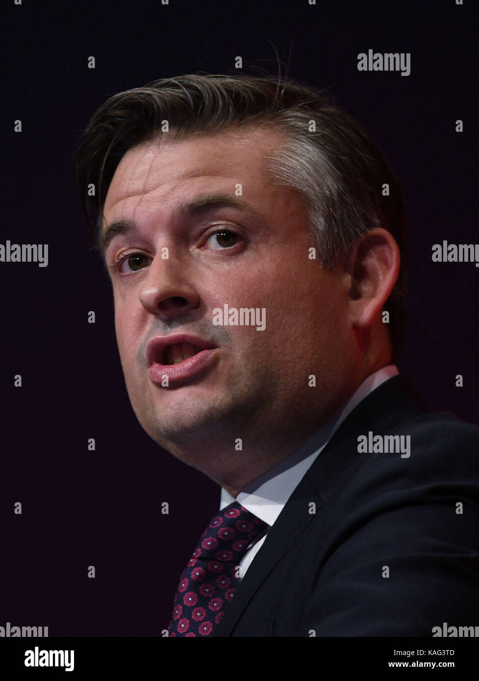 Addresses delegates during the labour party annual conference hi-res ...