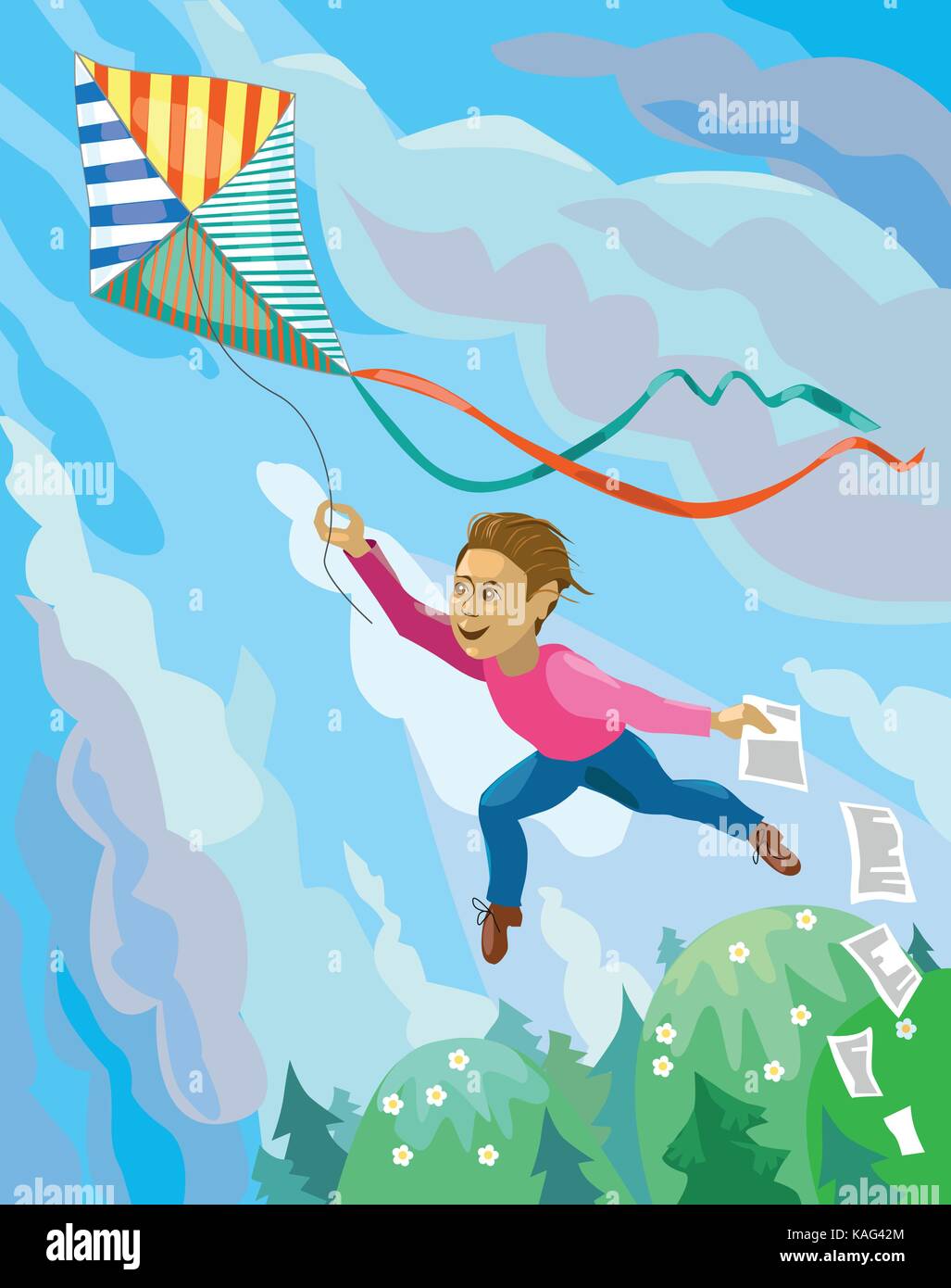 Kite flying fun Stock Vector Images - Alamy