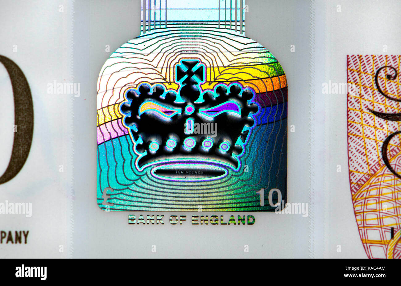 New Bank of England polymer £10 note (September 2017) showing security ...