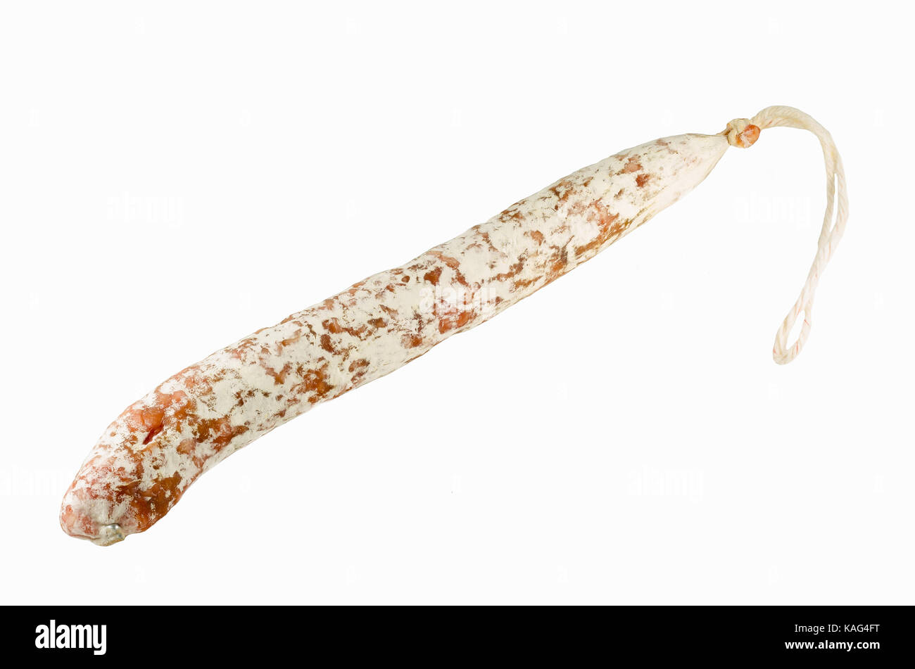 Spanish salami fuet isolated on white background Stock Photo - Alamy