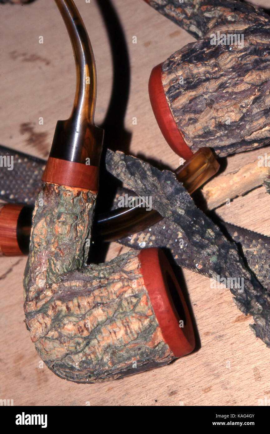 Special tobacco pipe covered with cork Stock Photo - Alamy