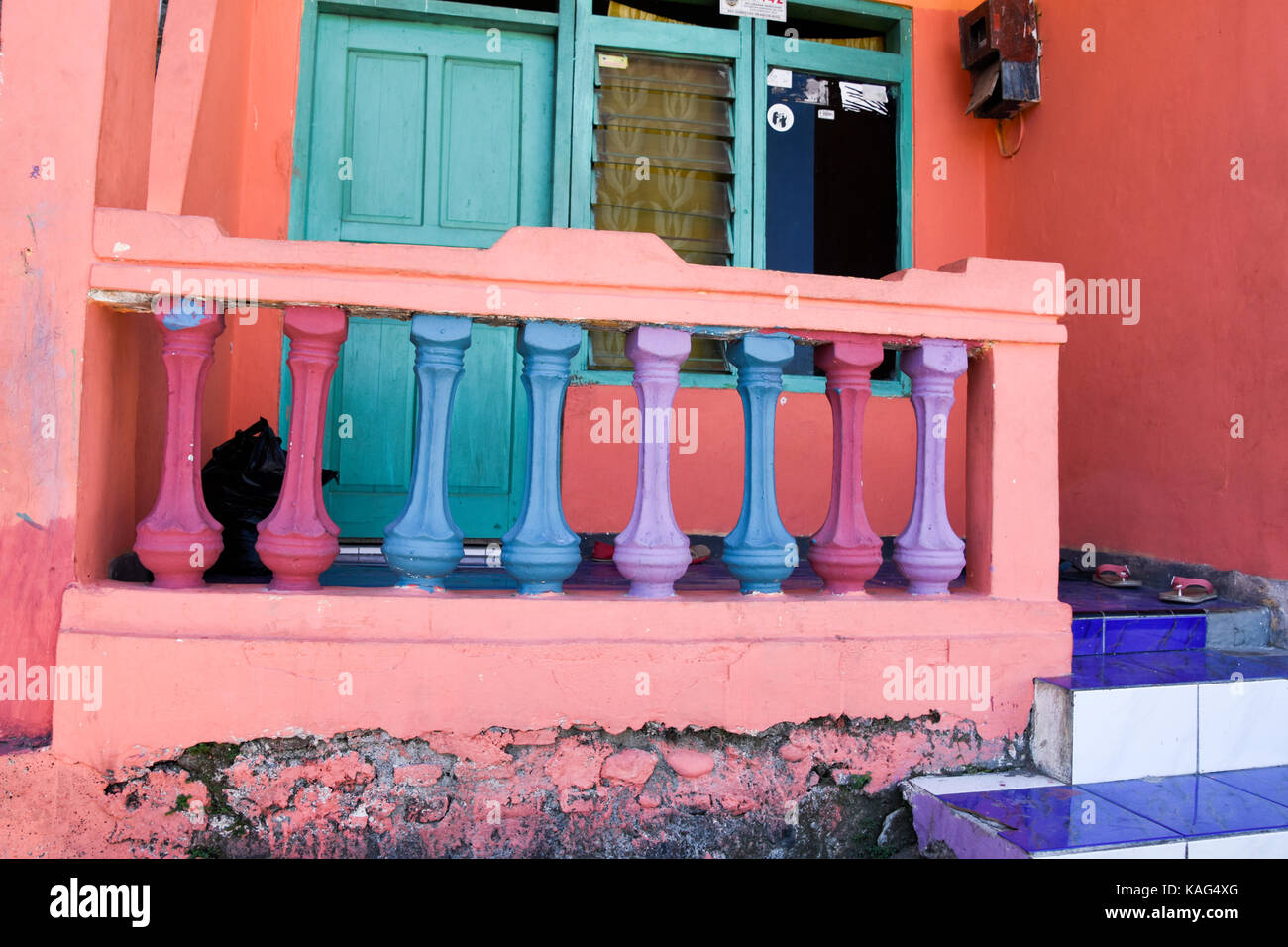 Colorful balcony at the Rainbow Village in Semerang, Indonesia Stock Photo - Alamy
