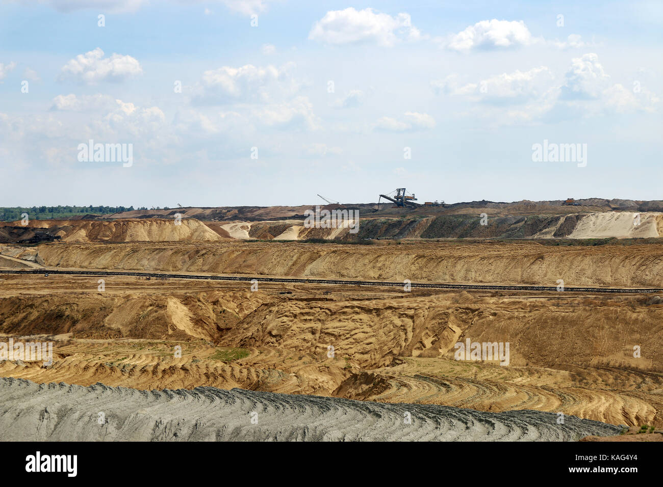 open pit coal mine with excavators landscape Stock Photo - Alamy