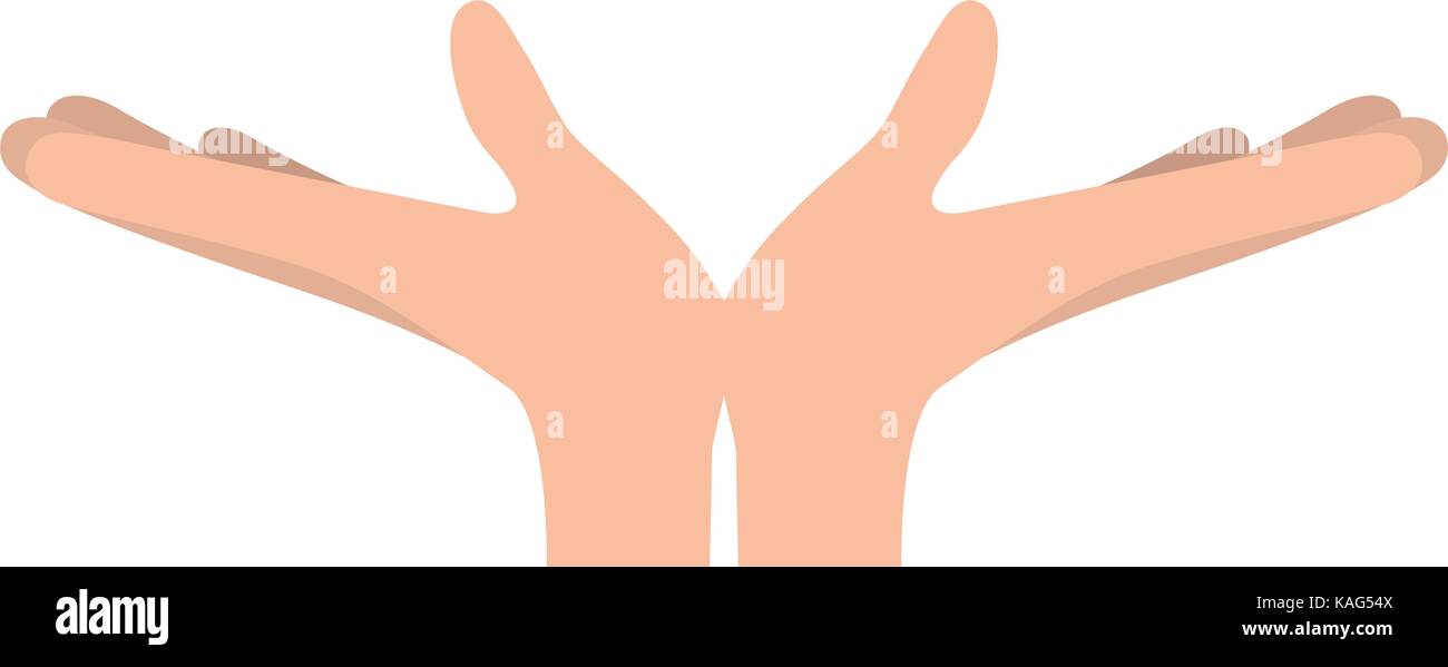pair open hands gesture on colorful silhouette Stock Vector Image & Art ...