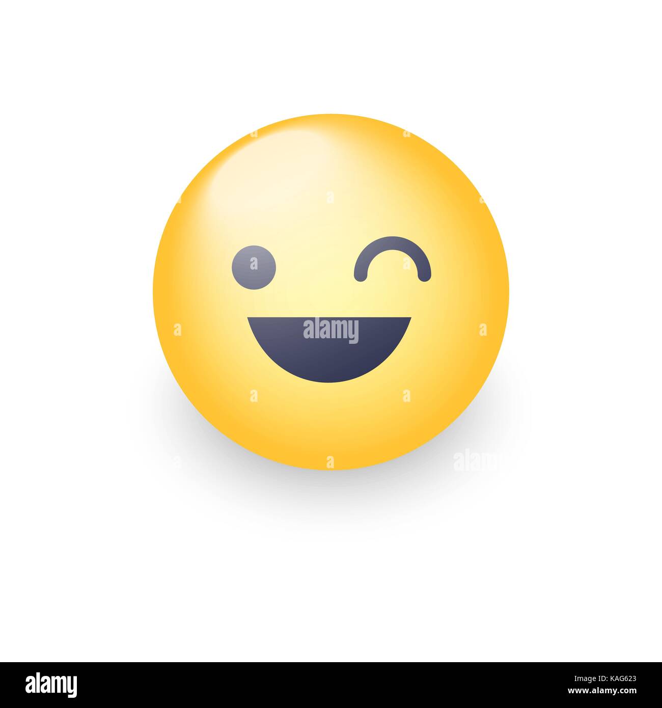Winking fun cartoon emoji face. Wink and smile happy vector emoticon ...