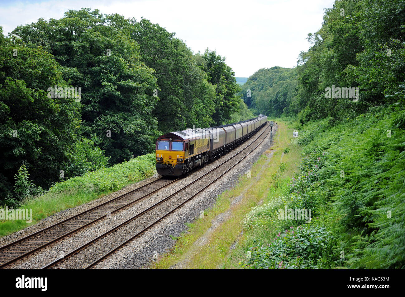 66193 at the rear of an Aberthaw bound M.G.R. 66021 was at the front ...