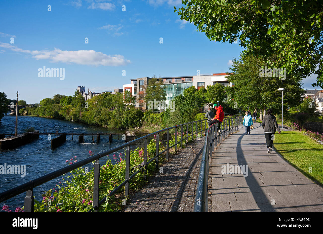 Walking path beside the Corrib river, Galway, County Galway, Ireland ...