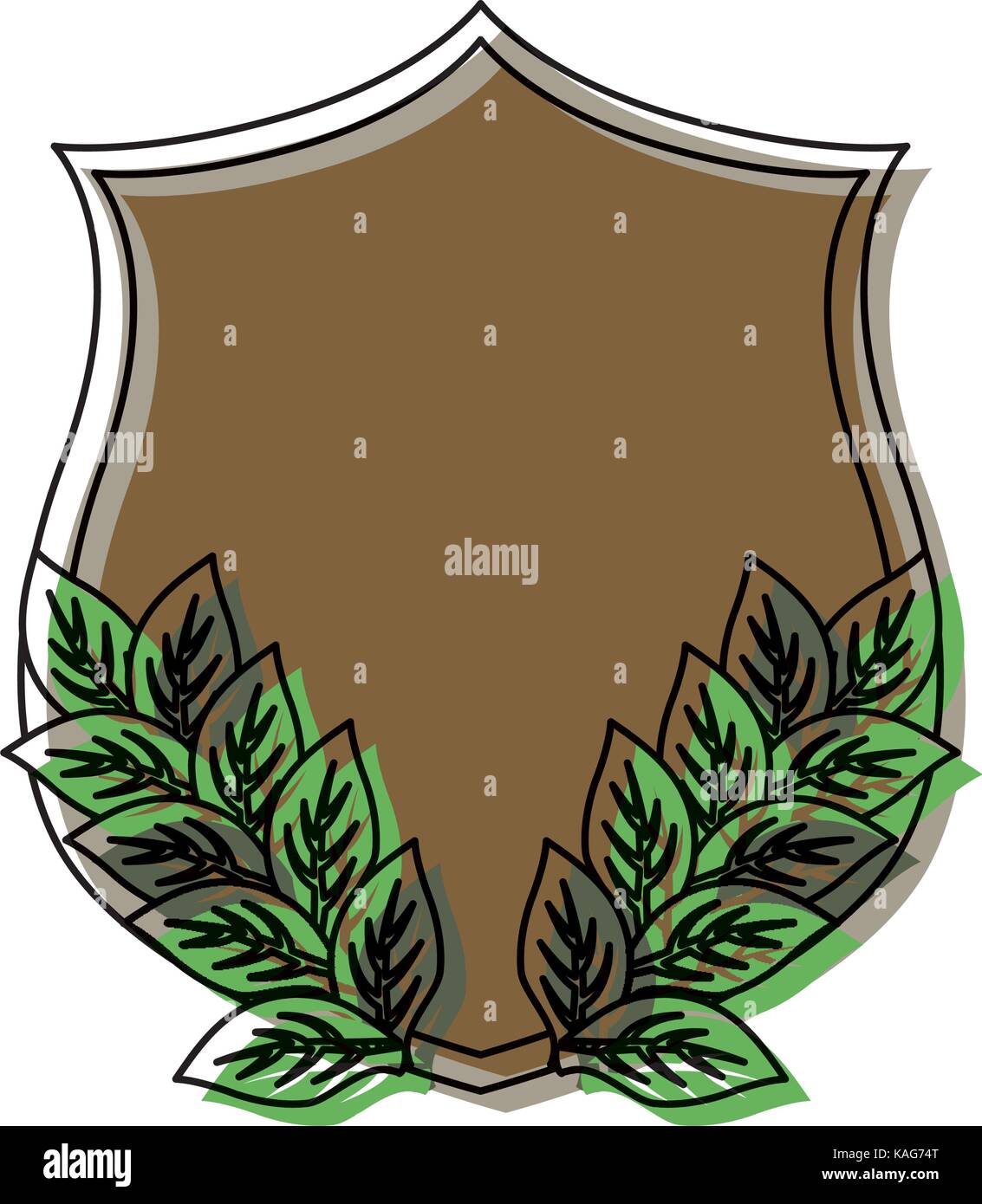 shield with leaves vector illustration Stock Vector Image & Art - Alamy