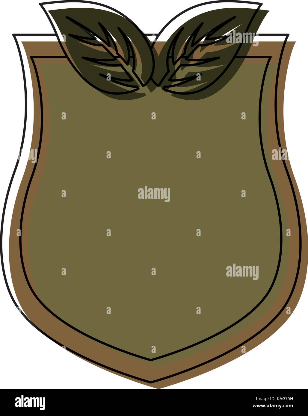 shield with leaves with leaves vector illustration Stock Vector Image ...