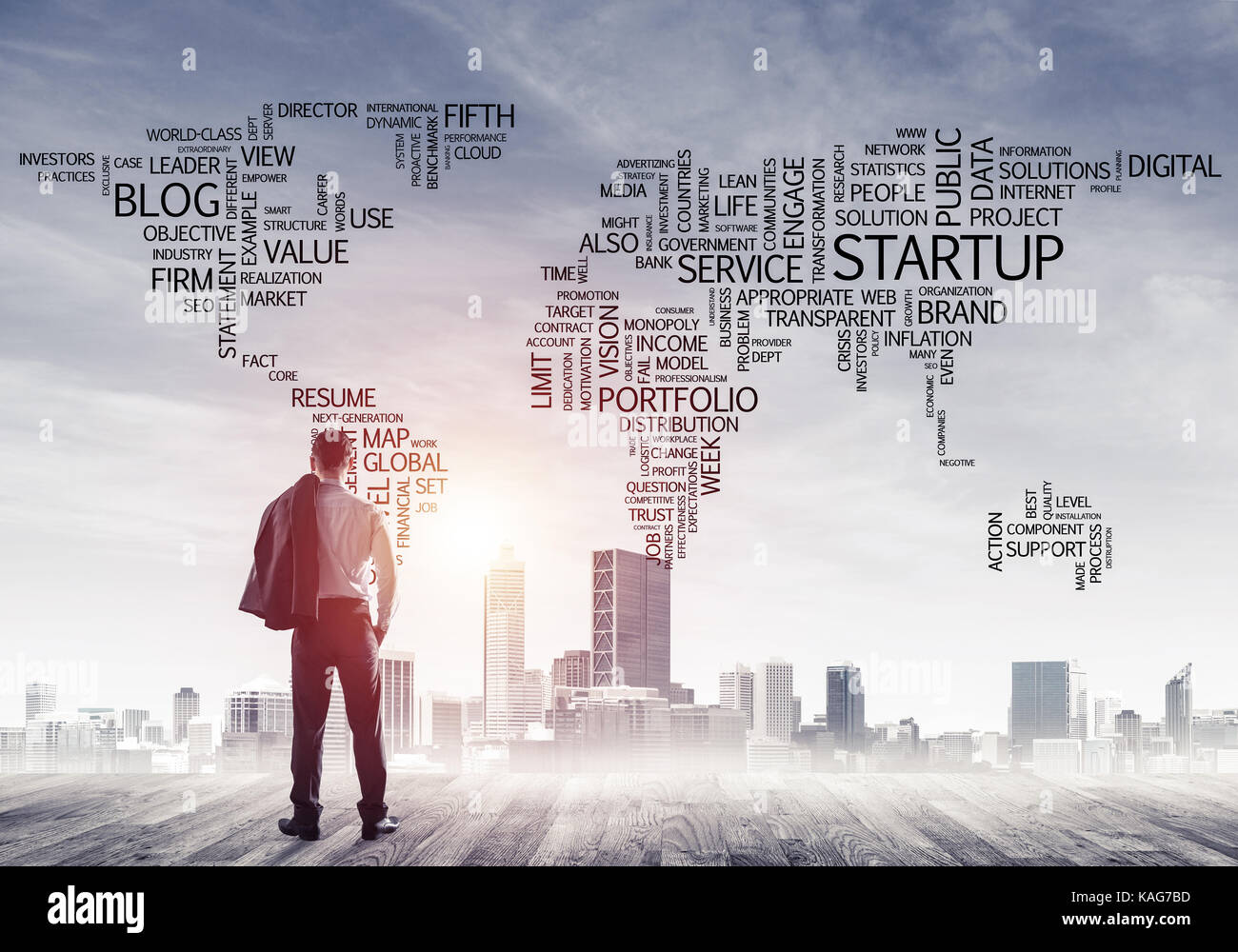 Motivation and inspiration concept with modern cityscape and bus Stock ...