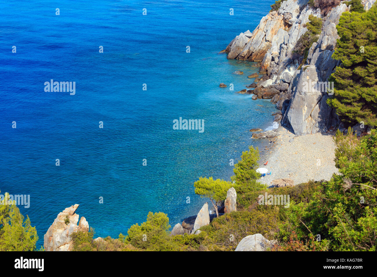 Summer sea coast morning landscape (Kassandra peninsula, Halkidiki ...
