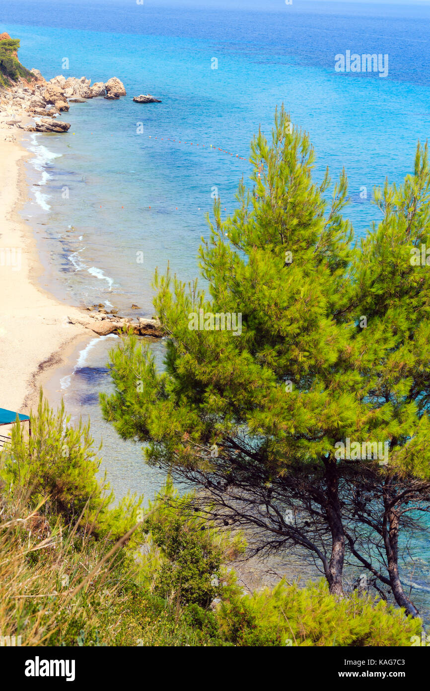 Summer sea coast morning landscape (Kassandra peninsula, Halkidiki ...