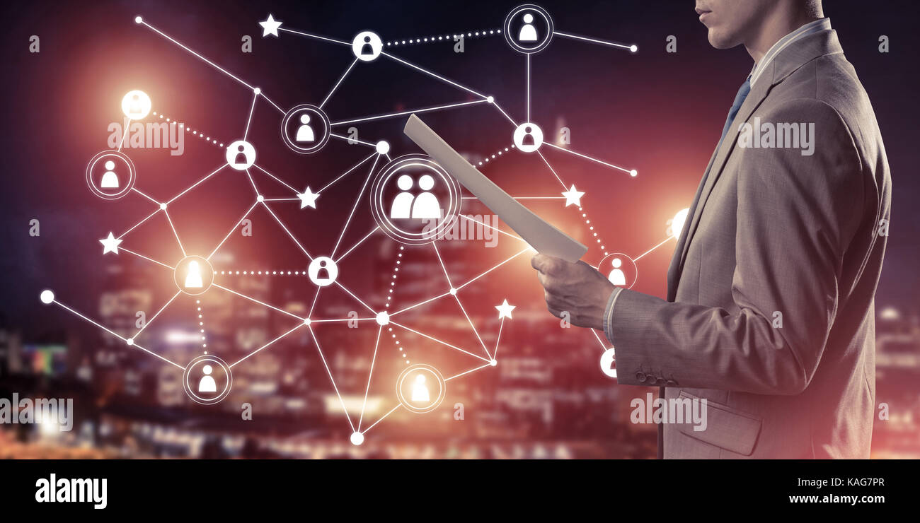 Concept of modern business networking that connect and cooperate Stock ...