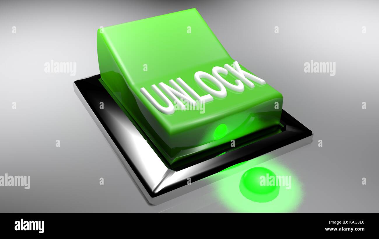 Green switch to unlock - 3D rendering Stock Photo - Alamy