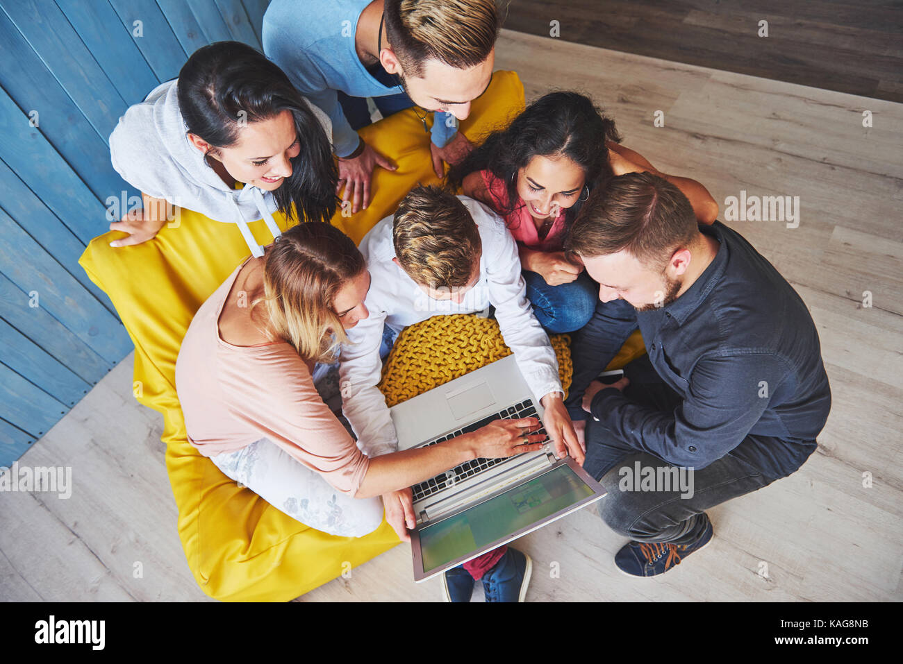 Group of creative young Friends Hanging Social Media Concept. People ...