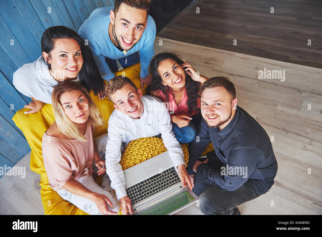 Group of creative young Friends Hanging Social Media Concept. People ...