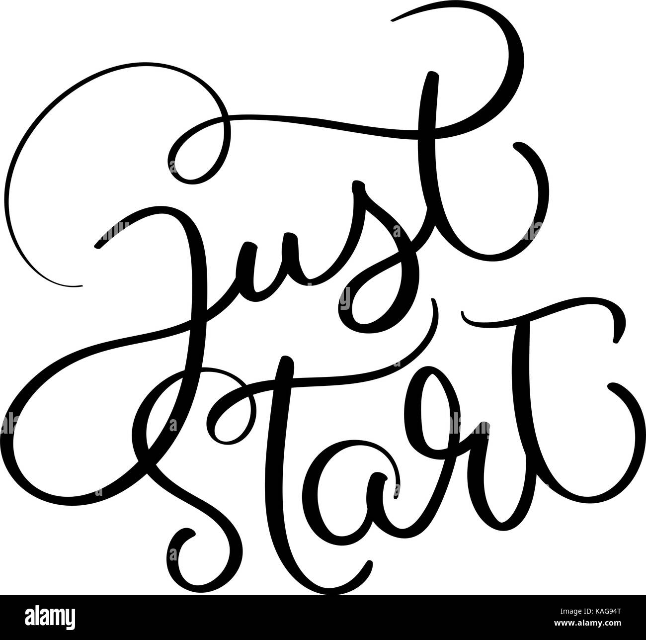Just start text on white background. Hand drawn Calligraphy lettering ...