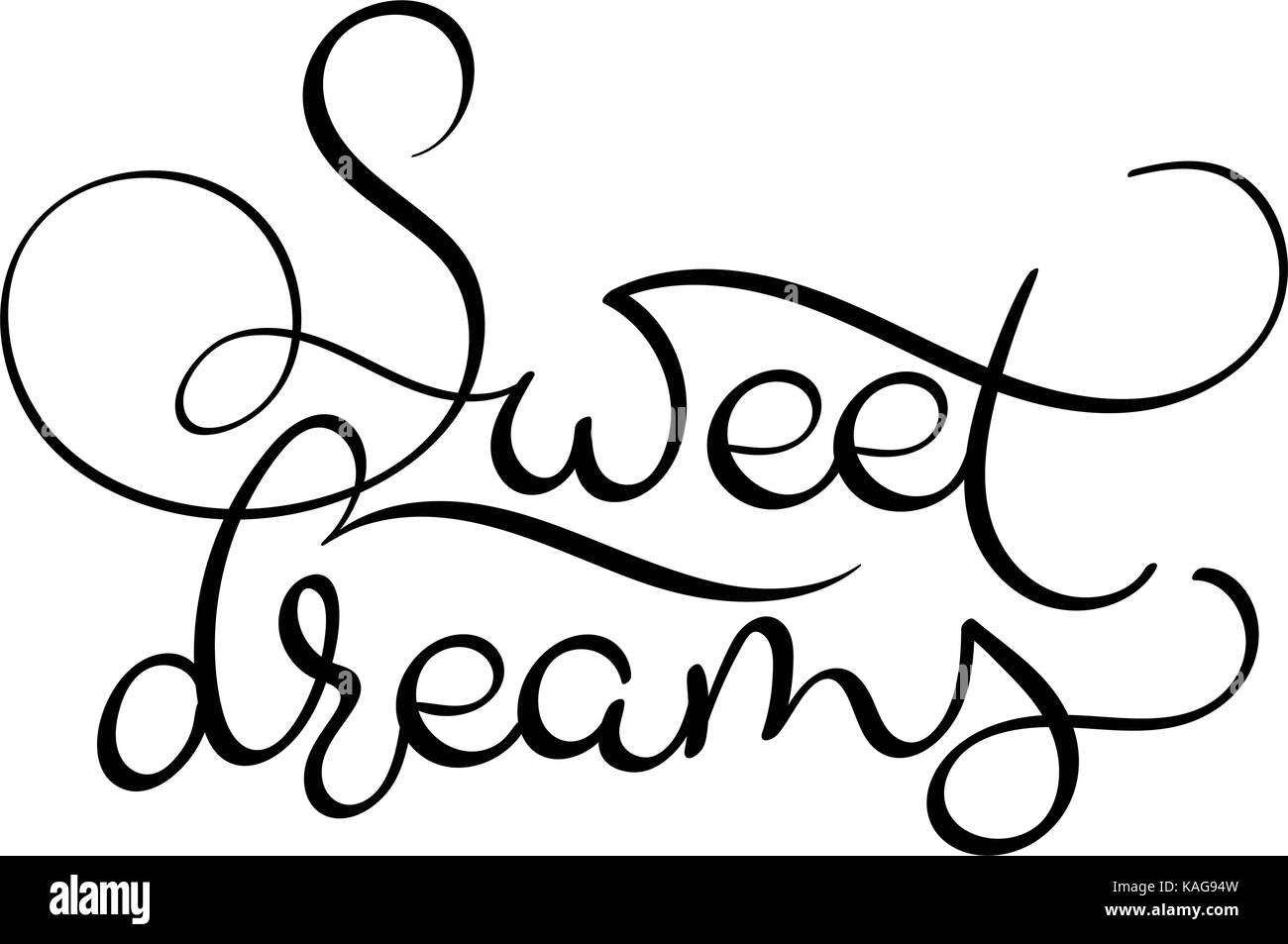 Sweet dreams text on white background. Hand drawn Calligraphy lettering ...