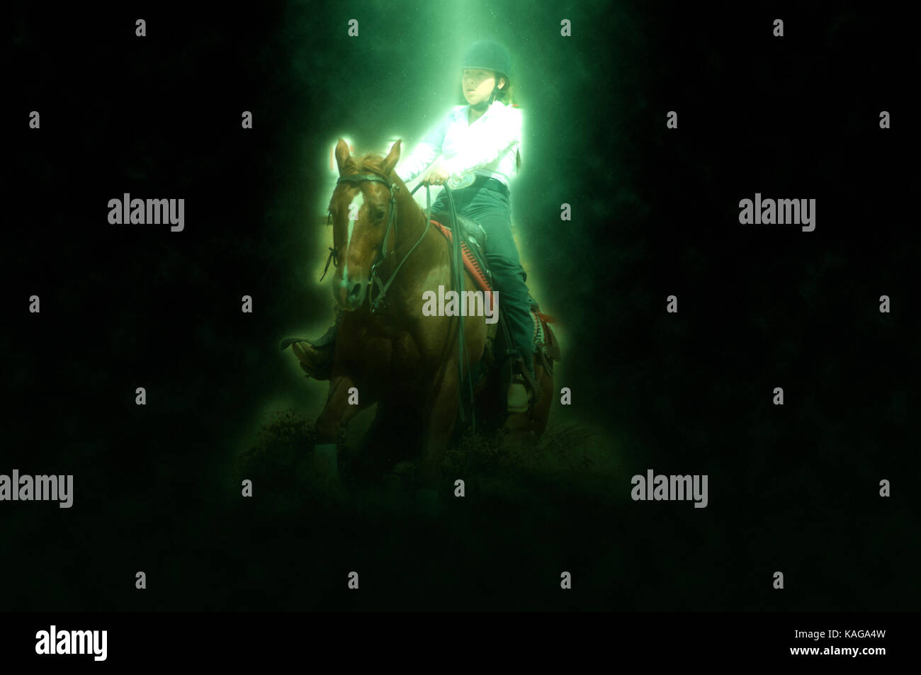 Digitally Enhanced Image A 15 Year Old Girl In A Western Style Reining