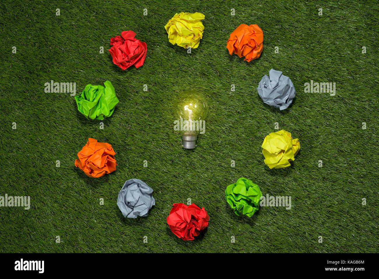 Brainstorming. Great concept with crumpled office paper and light bulb ...
